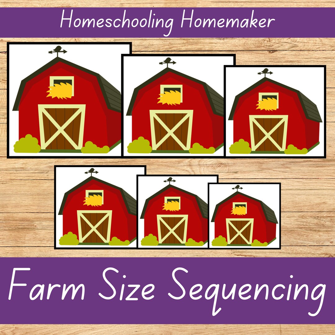 Farm Size Sequencing Cards for Toddlers, Preschool Ordering Activity ...