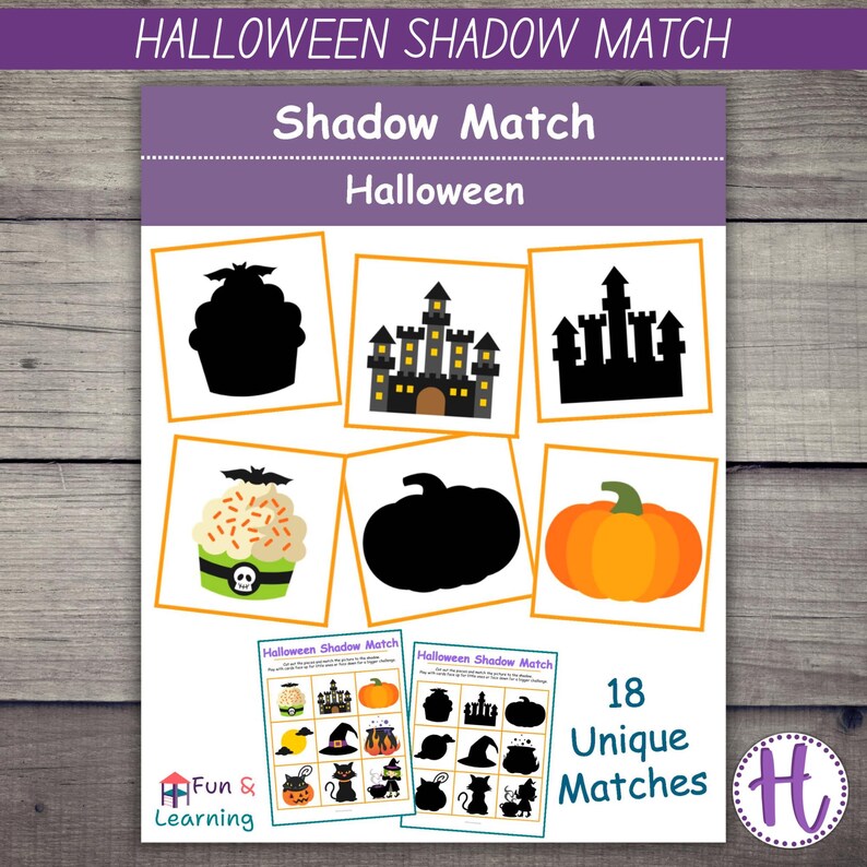 Halloween Shadow Matching Game: Printable Activity for Kids (PDF) - Etsy