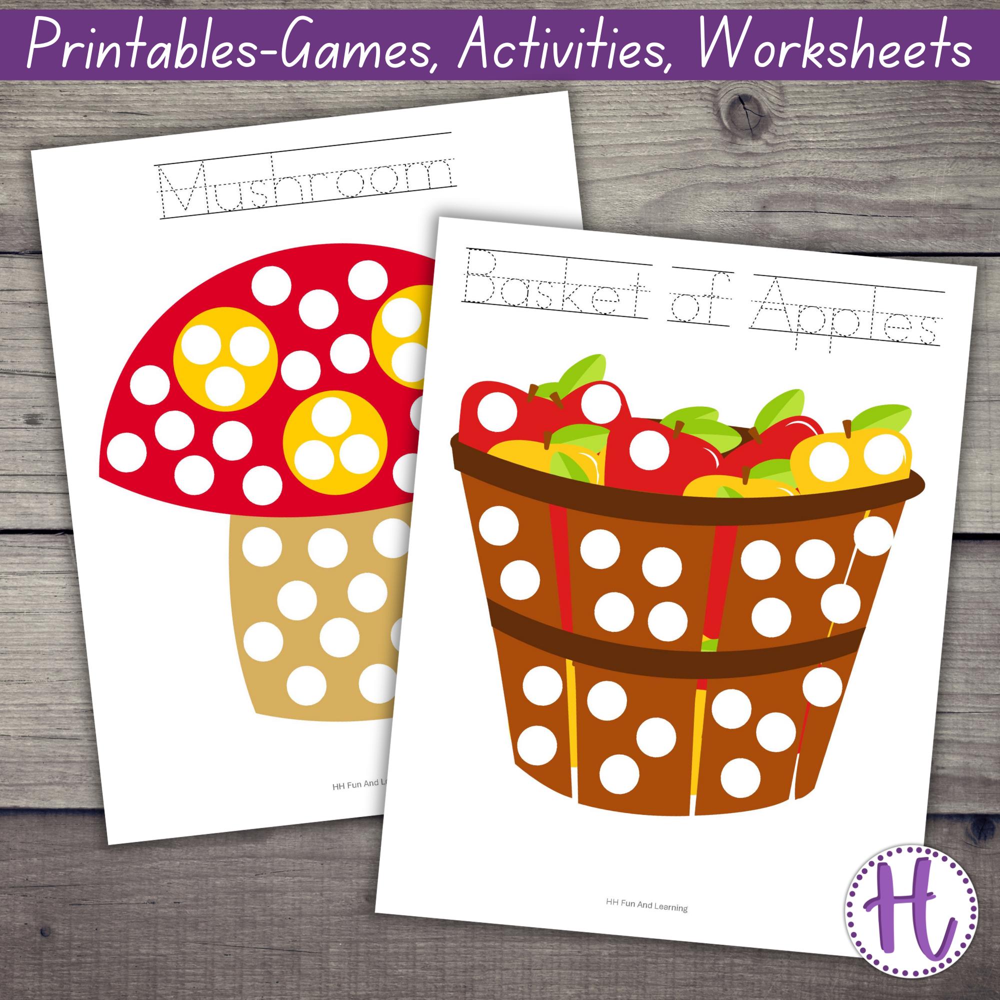 Fall Do-a-dot Activity: Autumn Coloring Pages, Dot Marker Worksheets ...