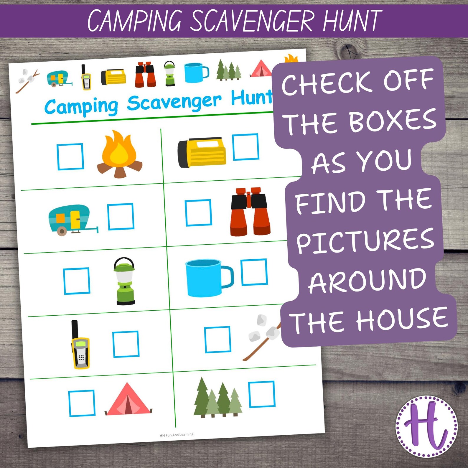Camping Scavenger Hunt: Kids' Printable Outdoor Game (PDF Download) - Etsy