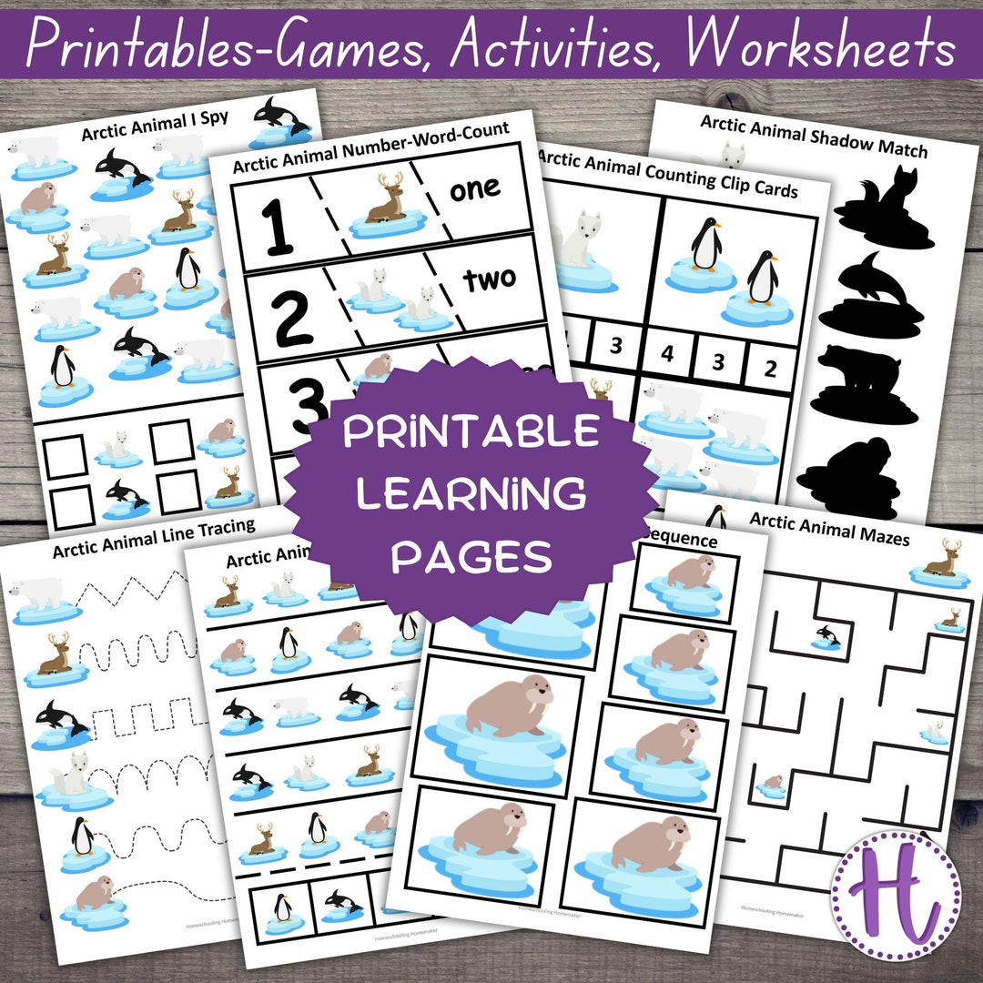 Arctic Animal Activity Worksheets for Preschool, Kindergarten Learning ...