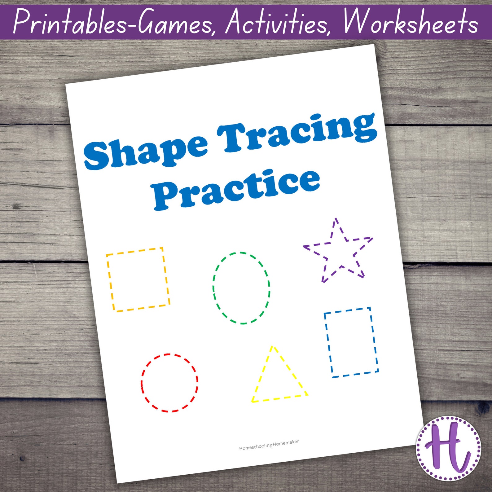 Shape Tracing Worksheets for Preschool, Kindergarten, Toddler, Learning ...