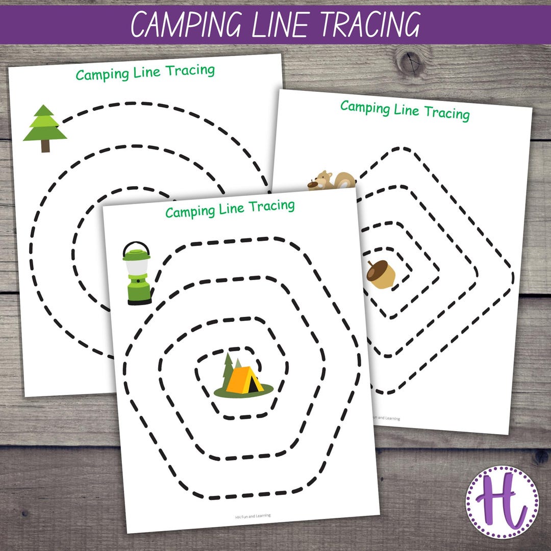 Camping Line Tracing Pack, Printable Handwriting Activity for Kids (PDF ...
