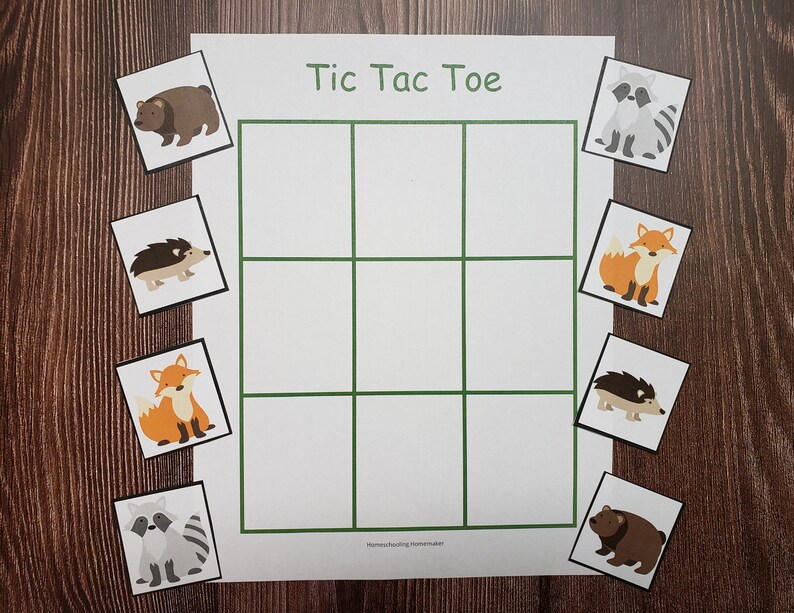 Woodland Animal Tic Tac Toe Game for Kids, Kindergarten, Preschool ...