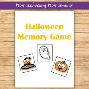 Halloween Memory Game for Kids, Preschool, Kindergarten, Elementary ...
