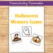 Halloween Memory Game for Kids, Preschool, Kindergarten, Elementary ...