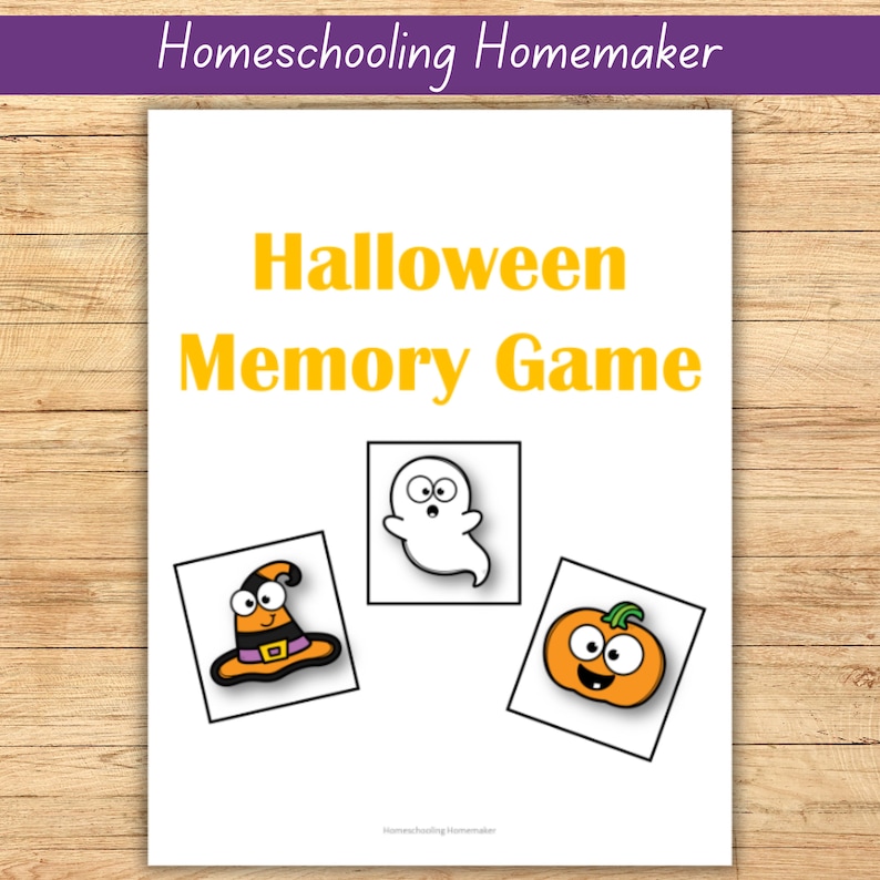 Halloween Memory Game for Kids, Preschool, Kindergarten, Elementary ...