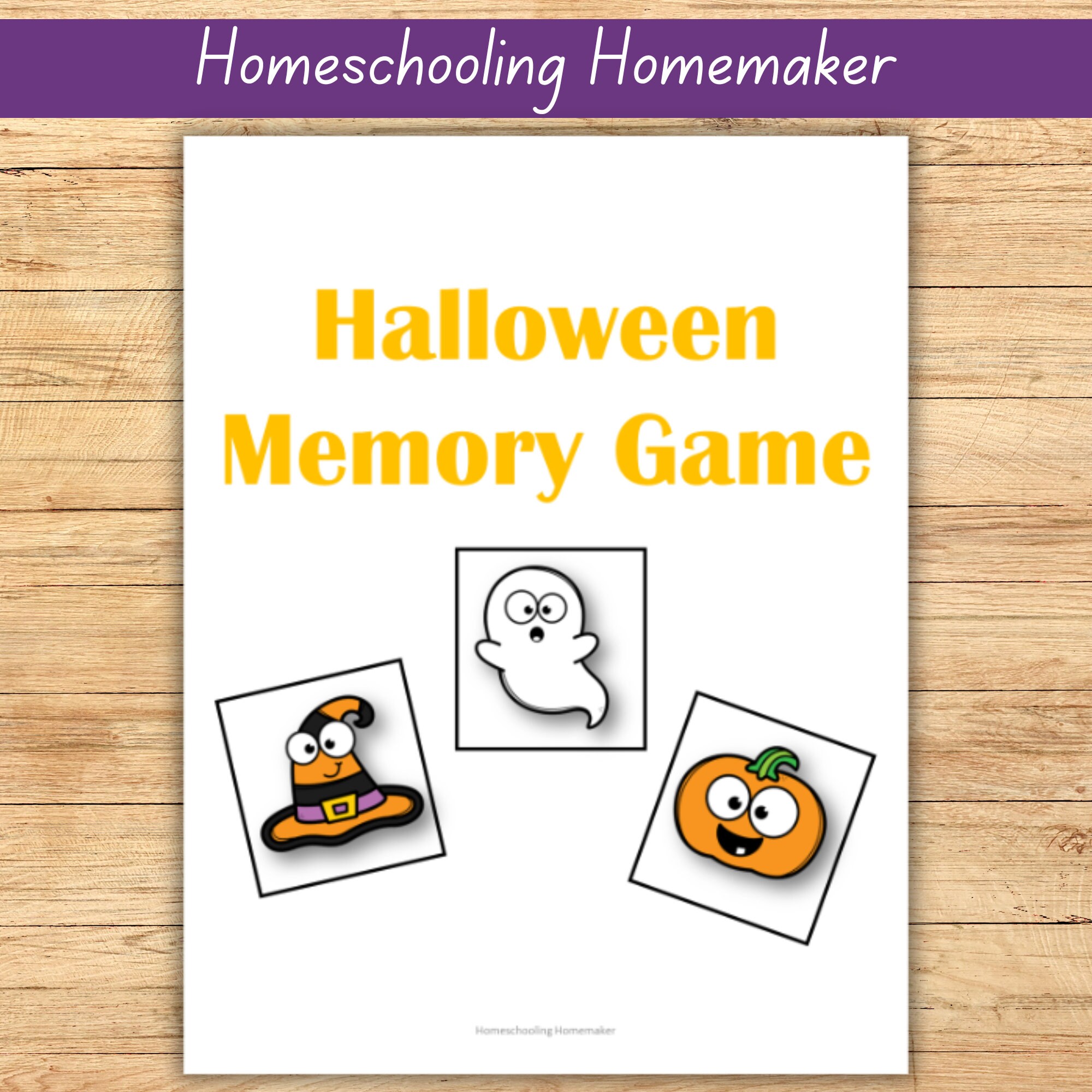 Halloween Memory Game for Kids, Preschool, Kindergarten, Elementary ...