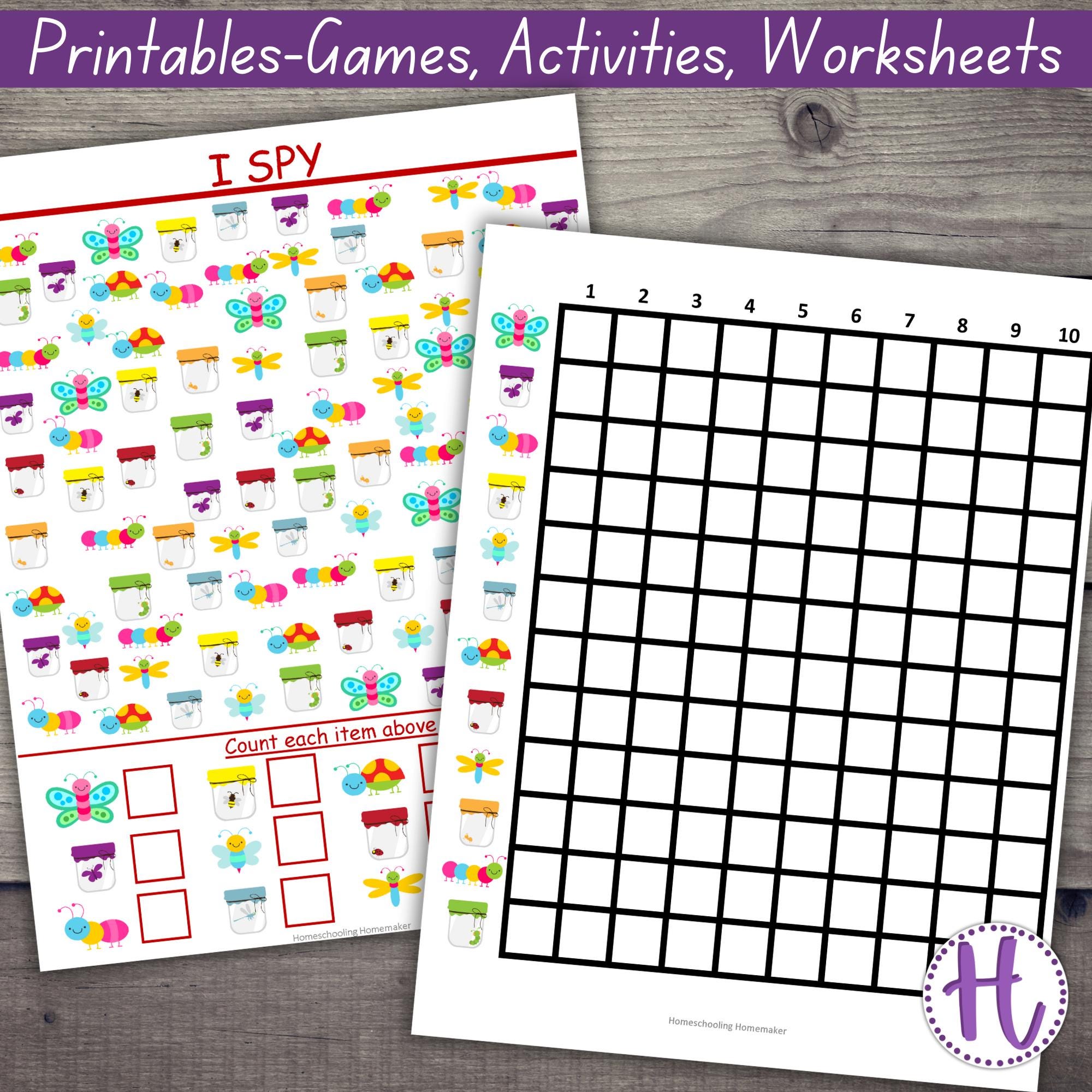 Bug I Spy Activity Sheets, Math Counting and Graphing Activity for Kids ...