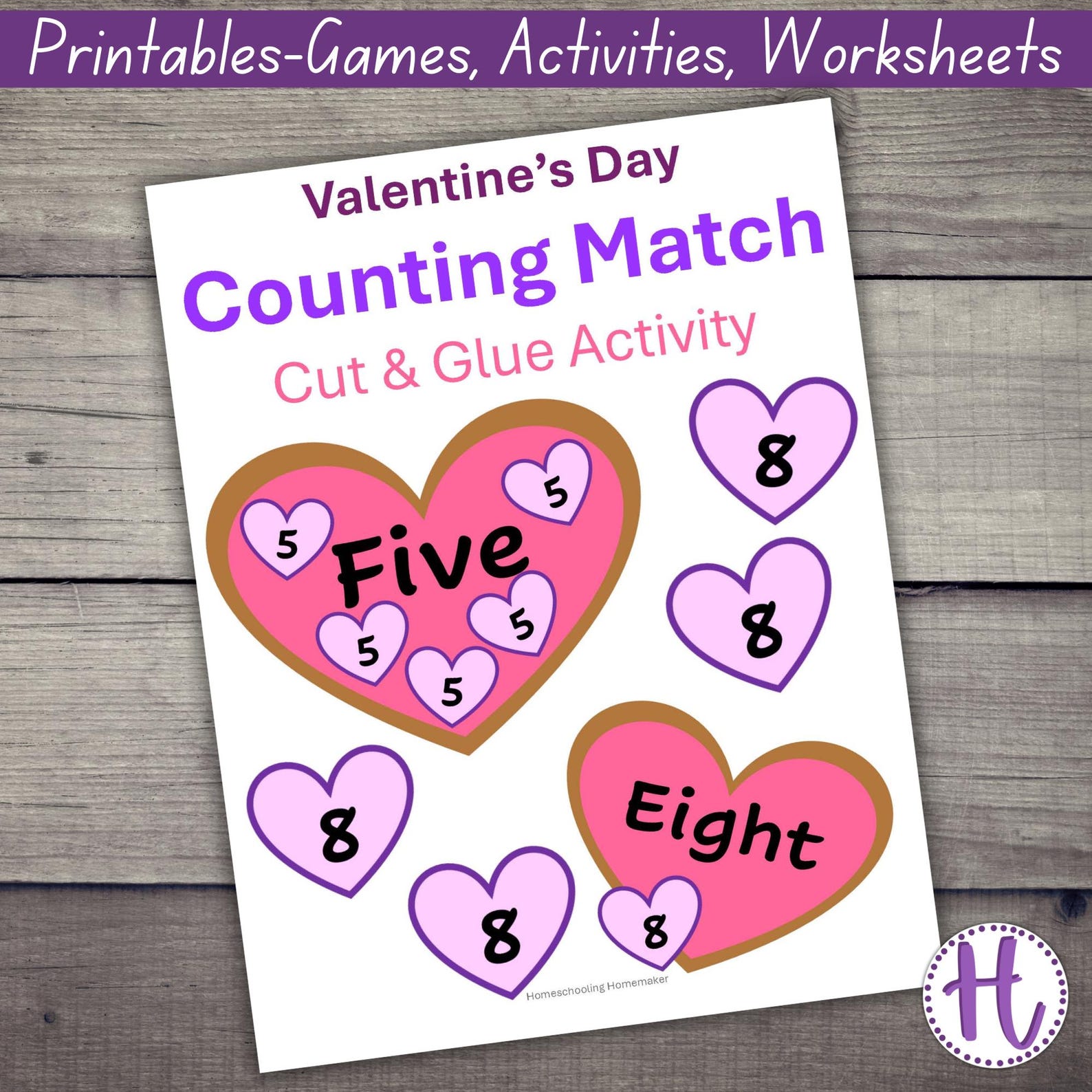 Valentine Number Match Game for Kids, Fun Valentine's Day Game for ...