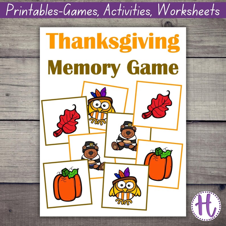 Thanksgiving Memory Game: Printable Matching Cards (PDF) - Etsy
