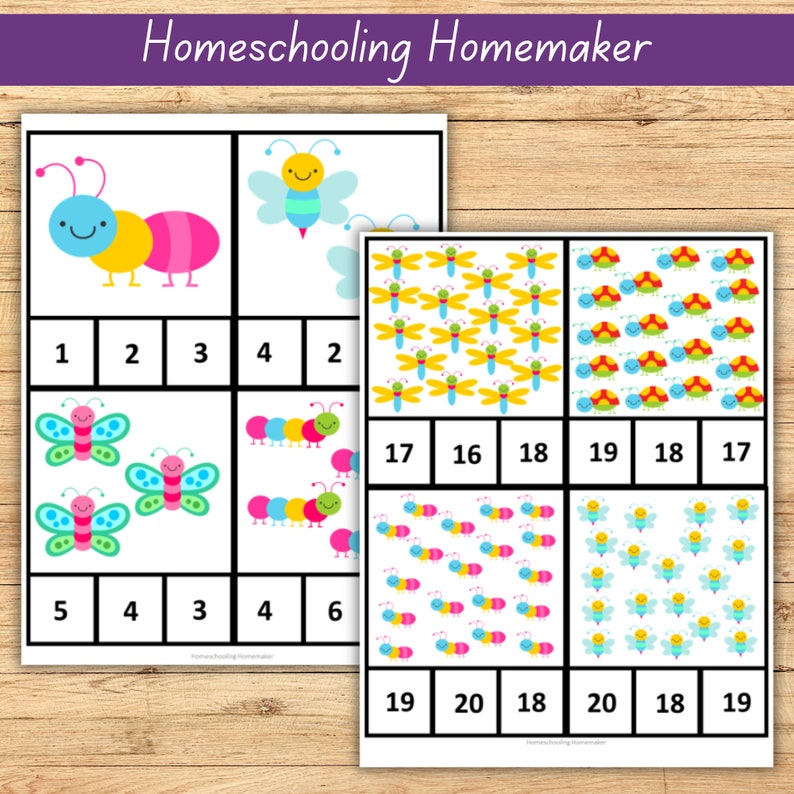 Bug Counting Clip Cards for Kids, Preschool Math Activity, Counting ...