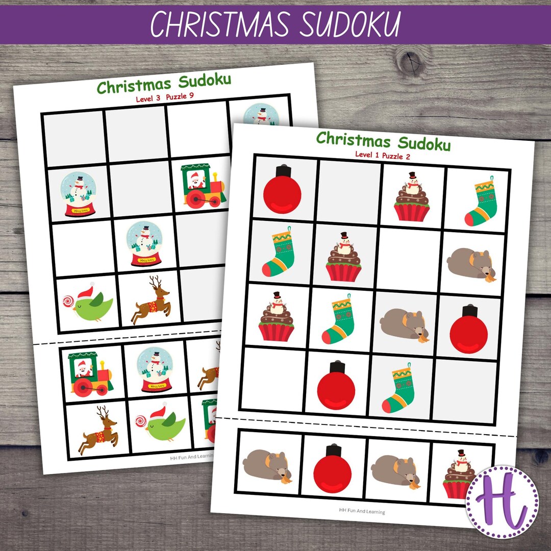 Christmas Picture Sudoku Game: Printable Logic Puzzle for Kids (PDF ...