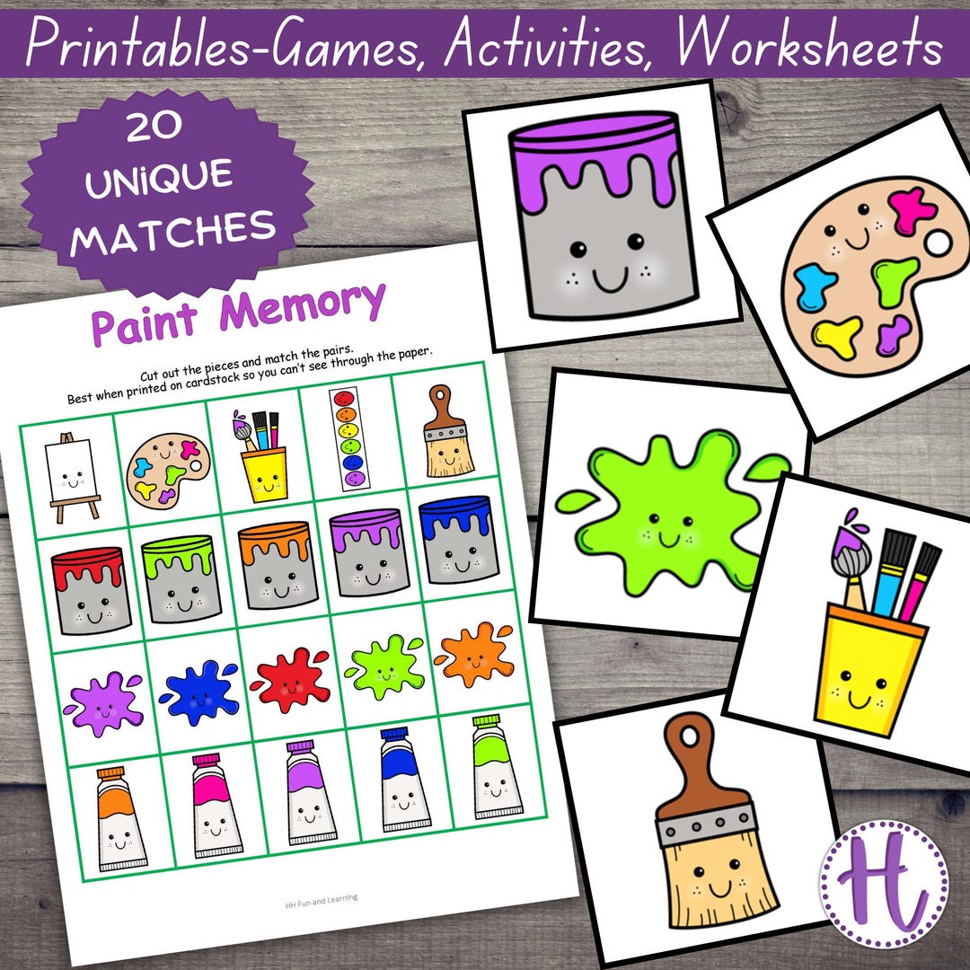 Paint Color Memory Game for Kids, Preschool Matching, Toddler Color ...