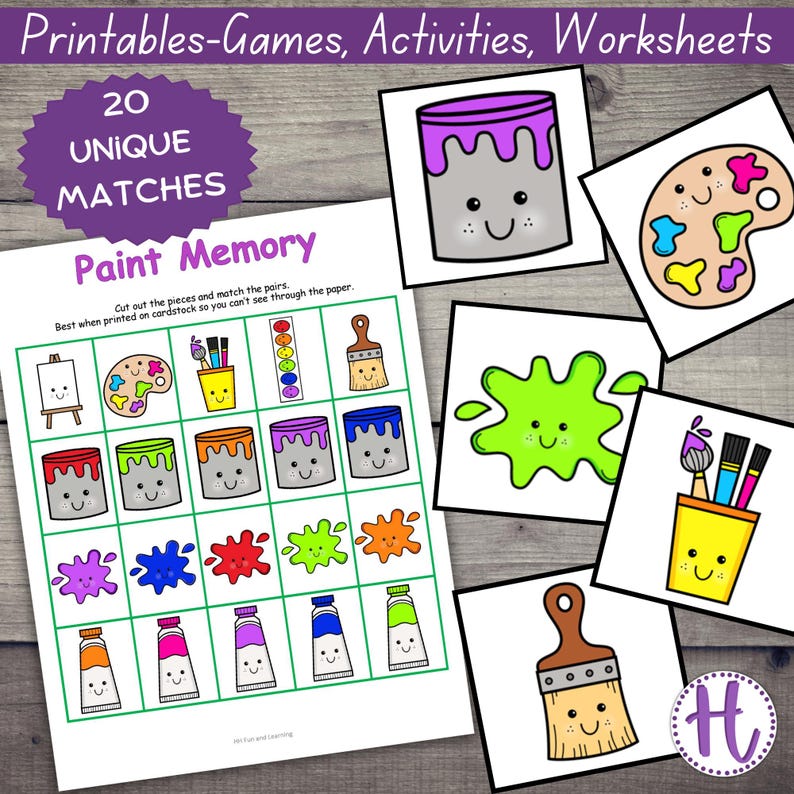 Paint Color Memory Game for Kids, Preschool Matching, Toddler Color ...