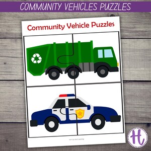 Community Vehicles Puzzles: Printable Preschool Activity (PDF) - Etsy