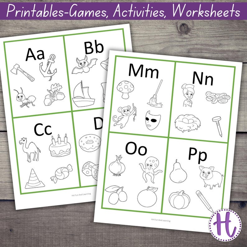 Alphabet Flashcards for Kindergarten, Preschool Letter Sound Coloring ...