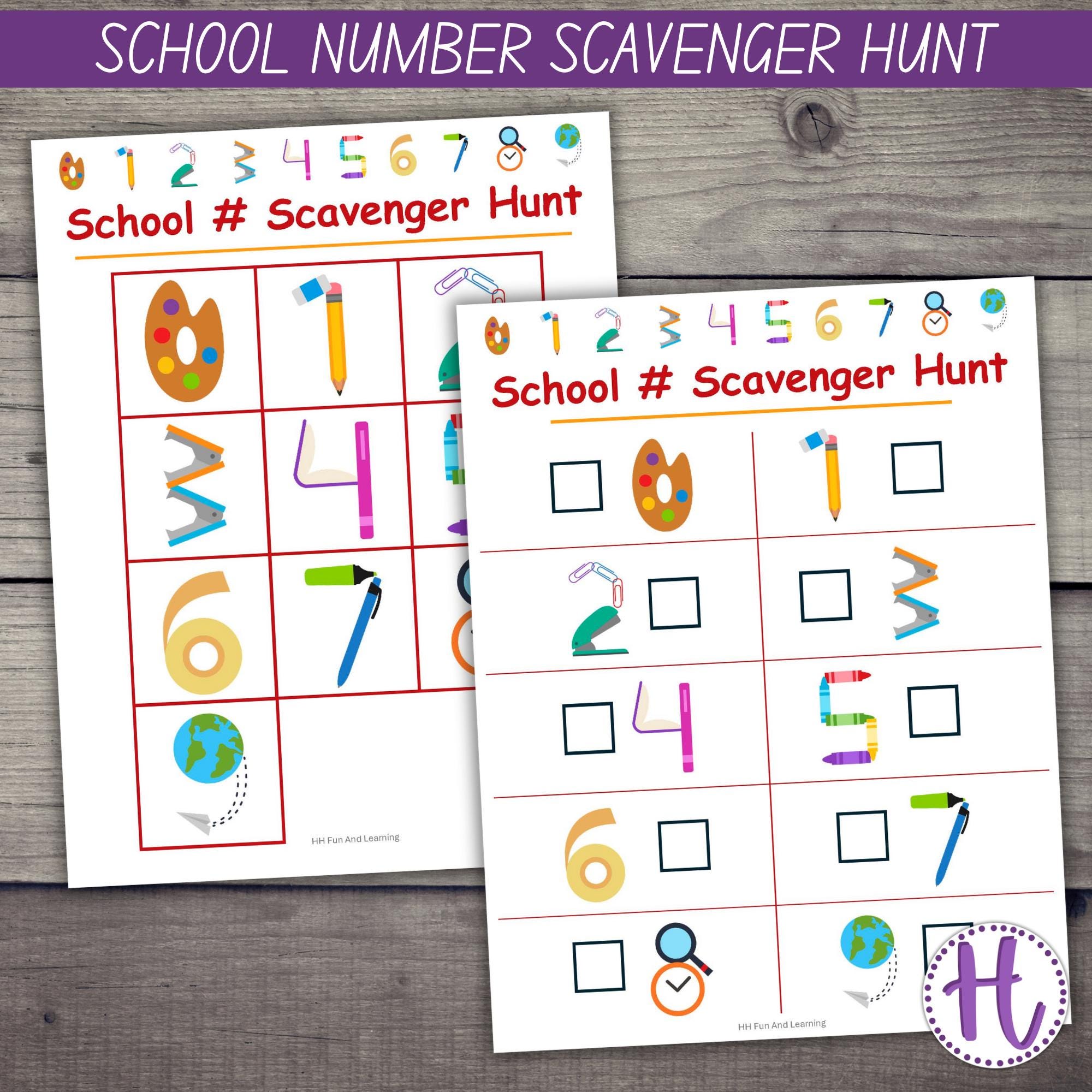 School Number Scavenger Hunt: Printable Game for Kids (PDF) - Etsy
