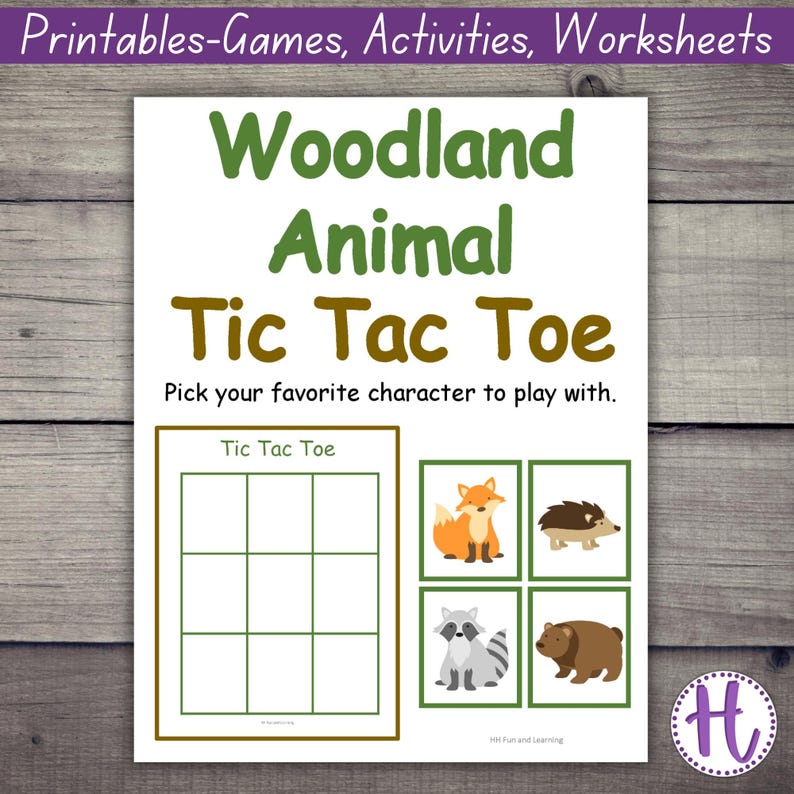 Woodland Animal Tic Tac Toe Game for Kids, Fun Animal Tic Tac Toe Game ...