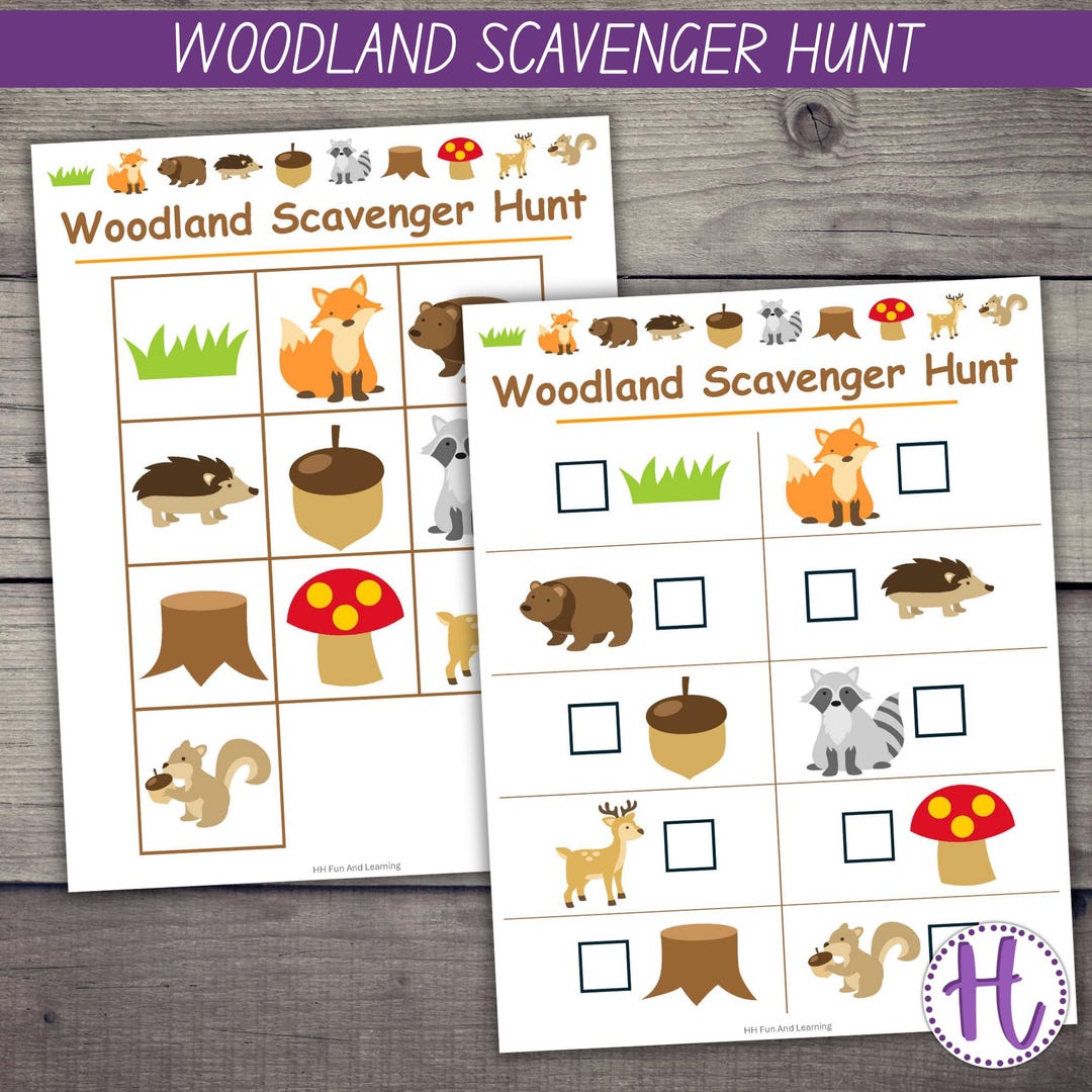 Woodland-themed Scavenger Hunt for Preschool, Fun Active Game for Kids ...