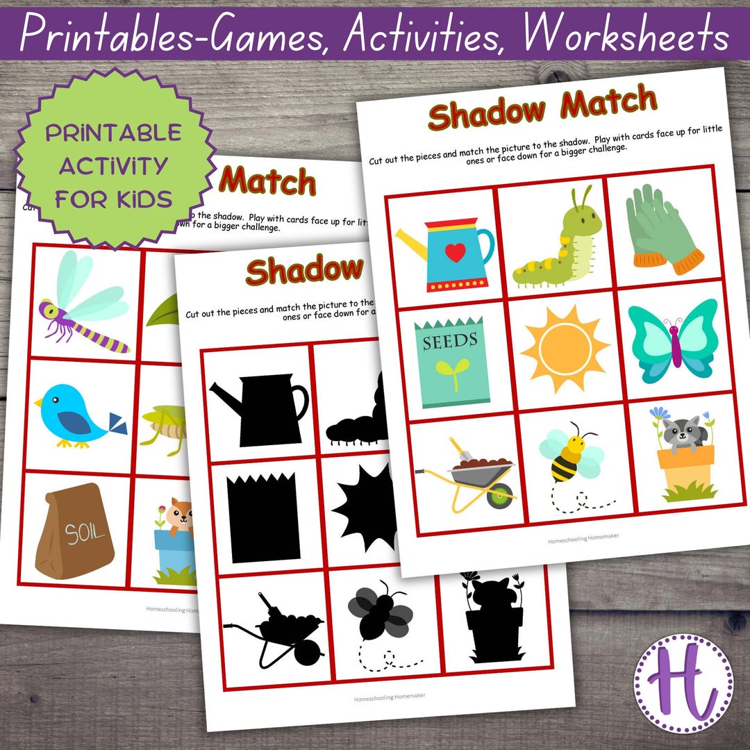 Garden Shadow Matching Game: Preschool Learning Activity (PDF) - Etsy