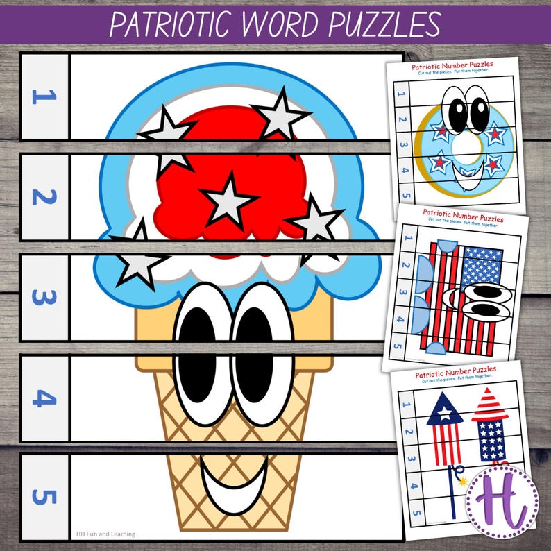 Patriotic 1–5 Number Puzzles, Printable 4th of July Activity for Kids ...