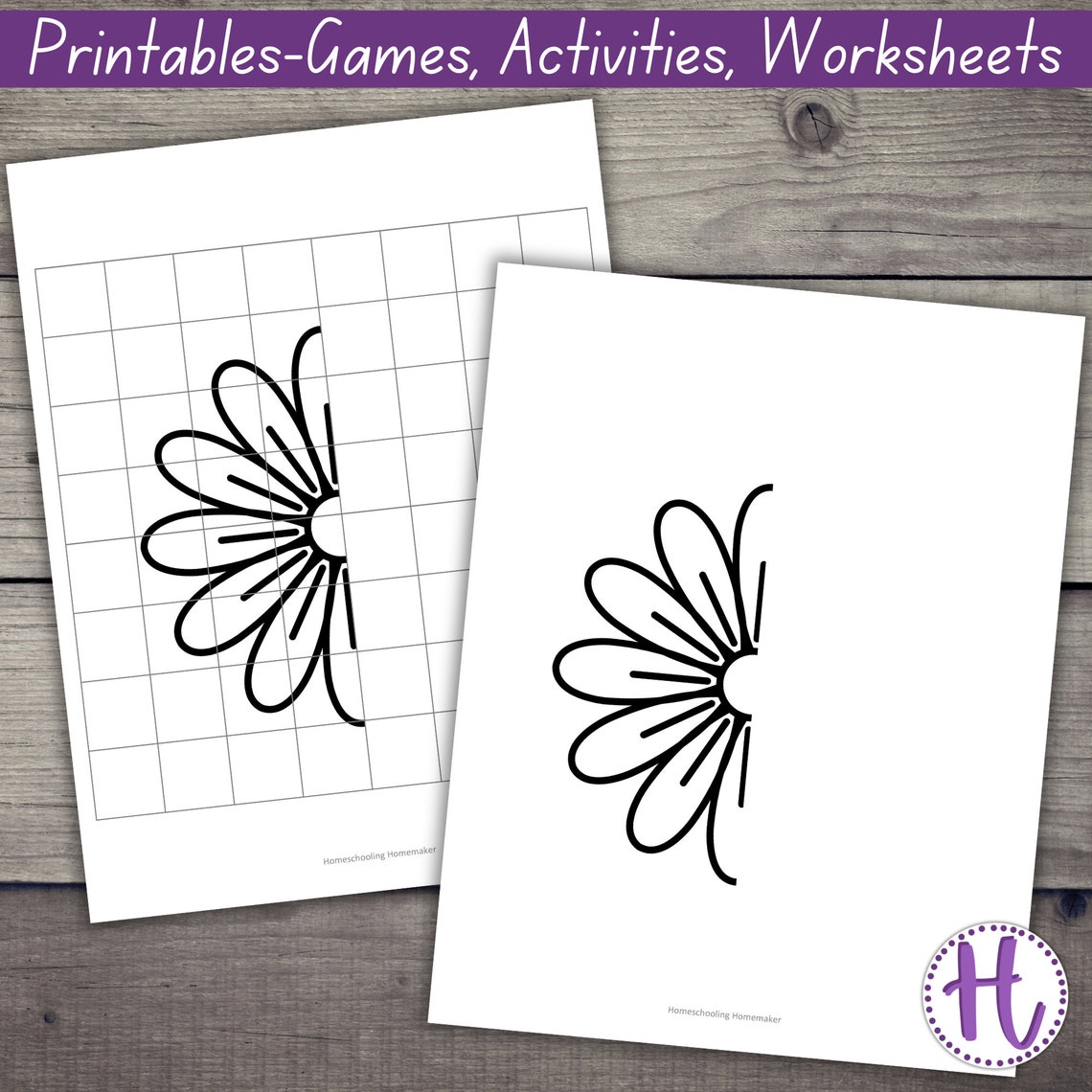 Symmetry Drawing Worksheets-flowers, Symmetrical Drawing for Kids ...