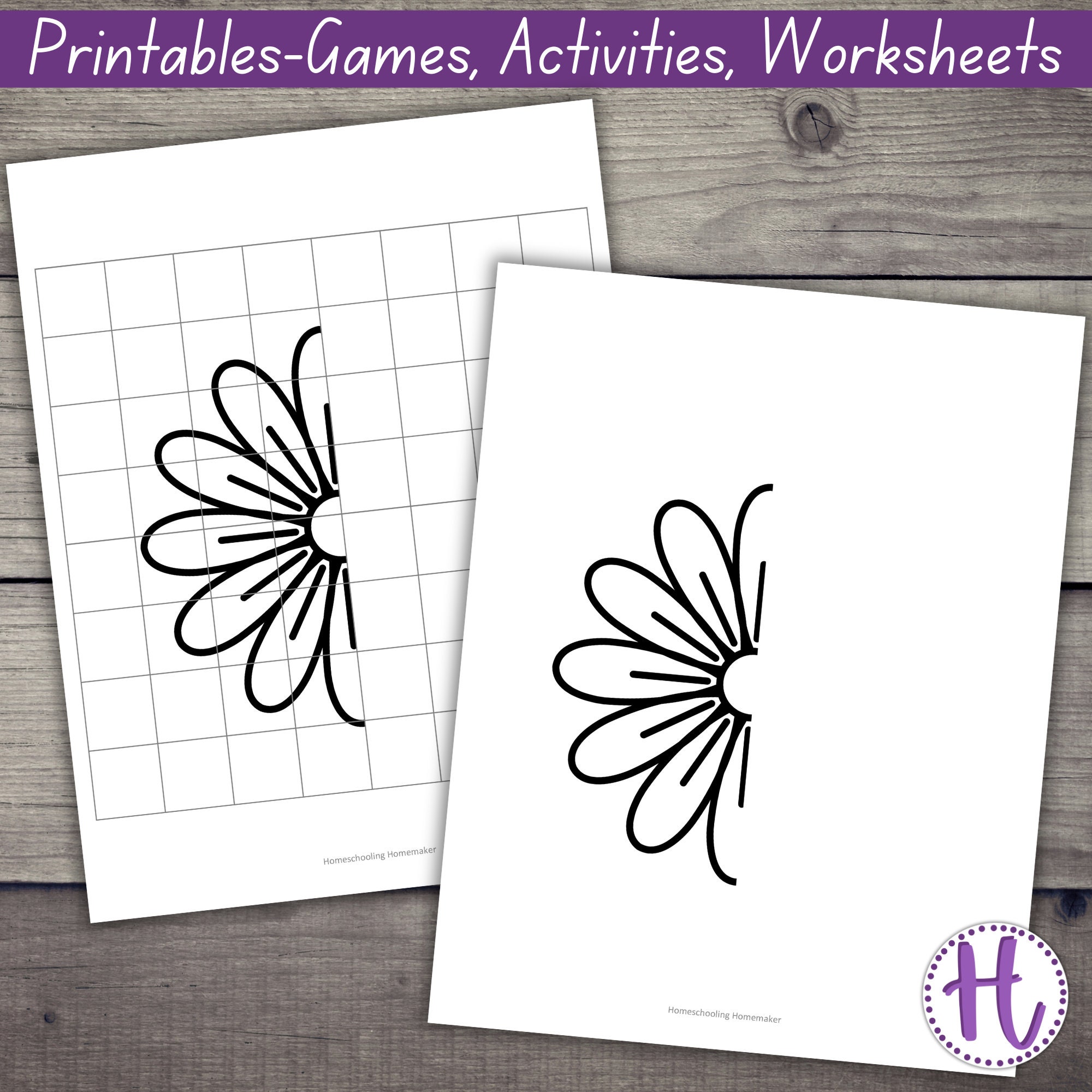 Symmetry Drawing Worksheets-flowers, Symmetrical Drawing for Kids ...