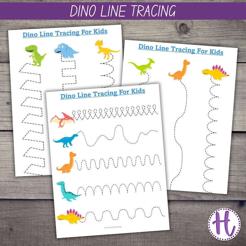 Dinosaur Line Tracing Worksheets: Handwriting Practice (PDF Download ...