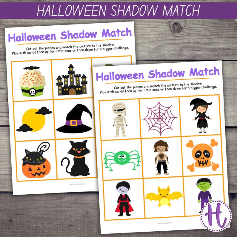 Halloween Shadow Matching Game: Printable Activity for Kids (PDF) - Etsy