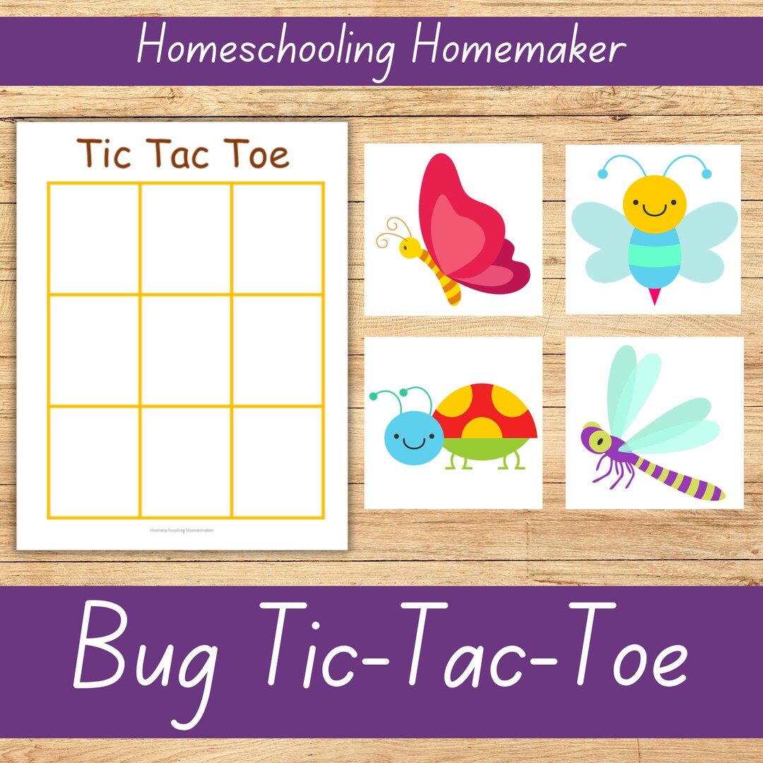 Bug Tic Tac Toe Game for Kids, Kindergarten, Preschool, Printable Game ...