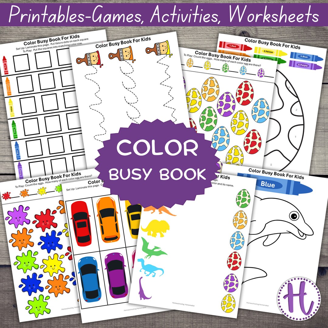 Color Busy Book, Quiet Book, Preschool Color Learning Worksheets, Color ...