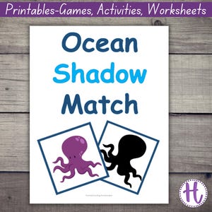 Ocean Animal Shadow Matching Game: Printable Learning Game for Kids ...