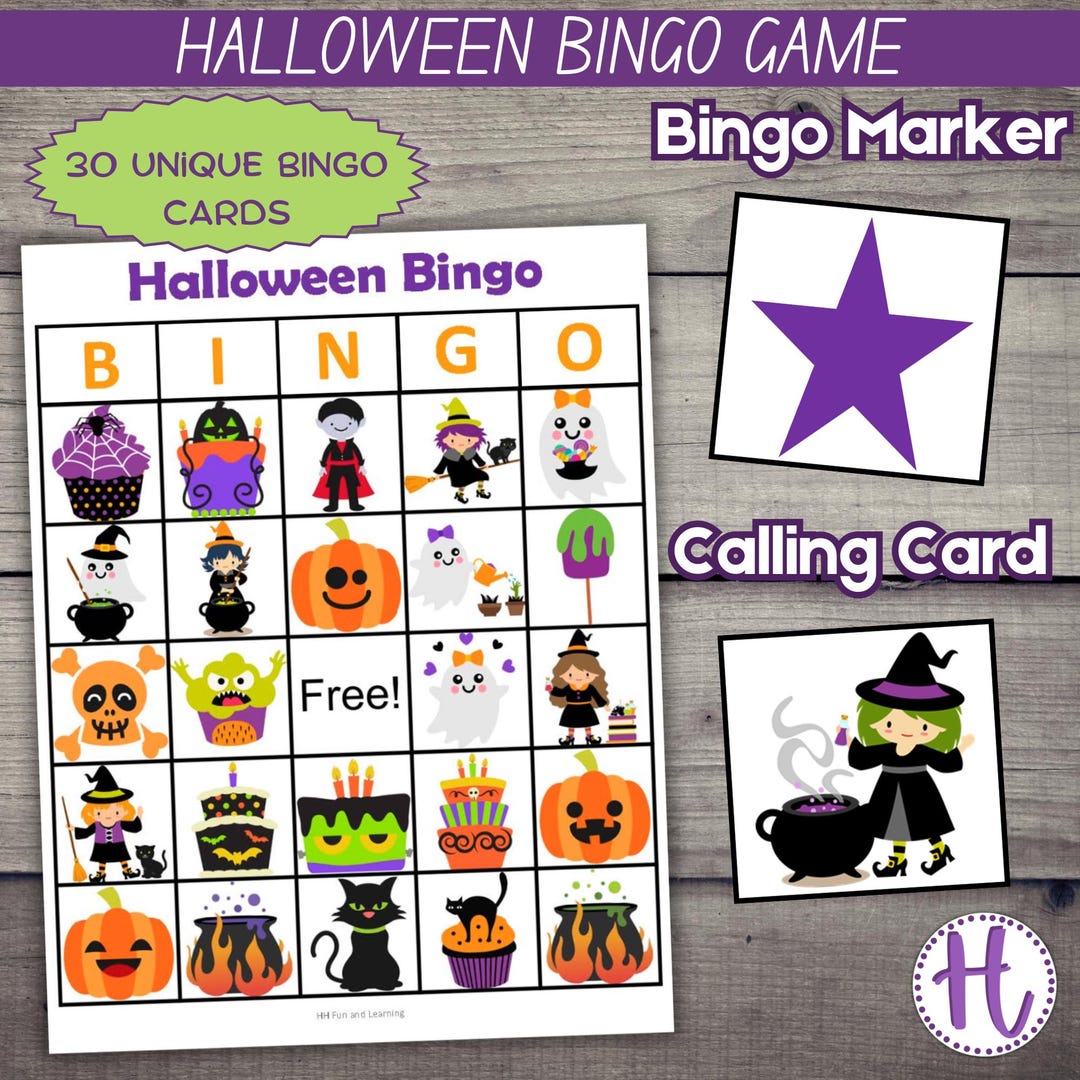 Halloween Bingo Game, Printable Halloween Game, Halloween Activity ...