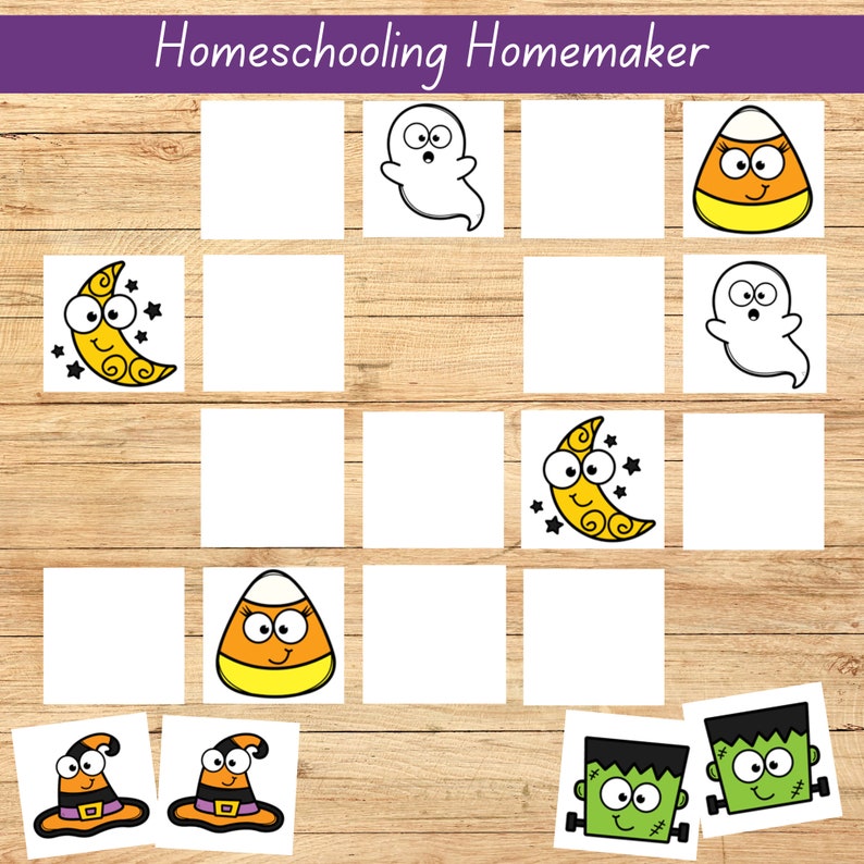 Halloween Memory Game for Kids, Preschool, Kindergarten, Elementary ...
