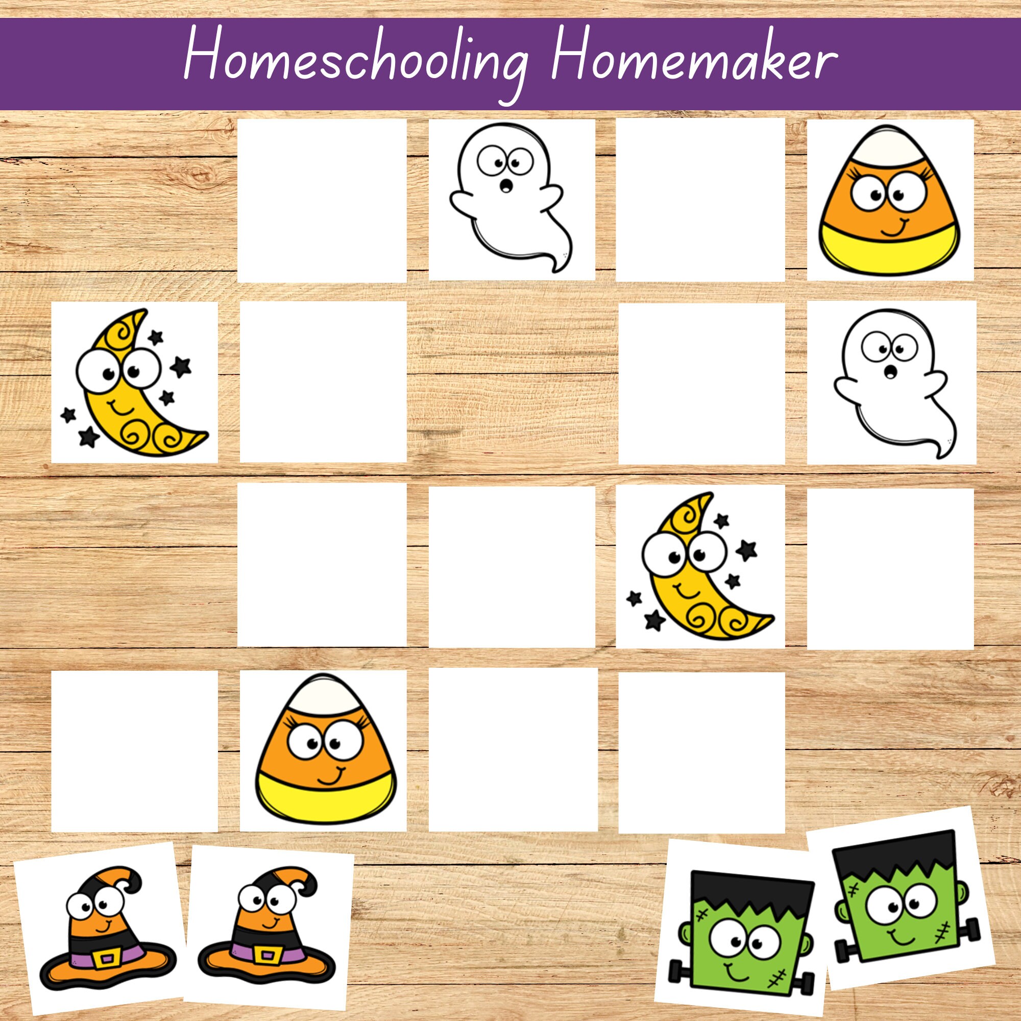 Halloween Memory Game for Kids, Preschool, Kindergarten, Elementary ...