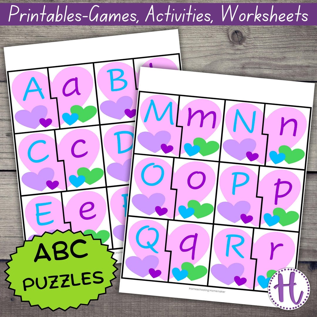 Valentine Alphabet Puzzles, ABC Practice for Preschool, Valentine's Day ...