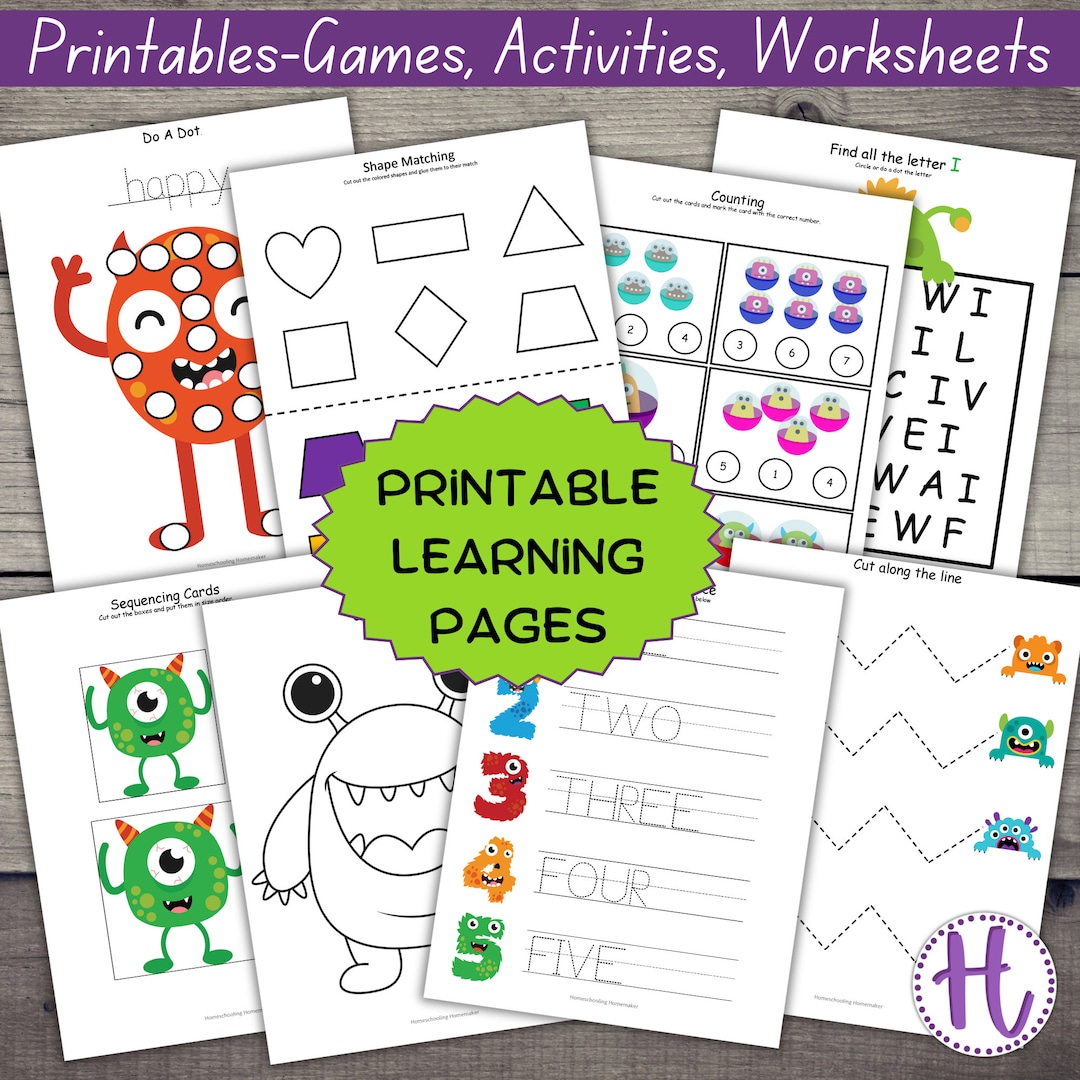 Monster Worksheets for Kids Preschool, Kindergarten, Kids Learning ...