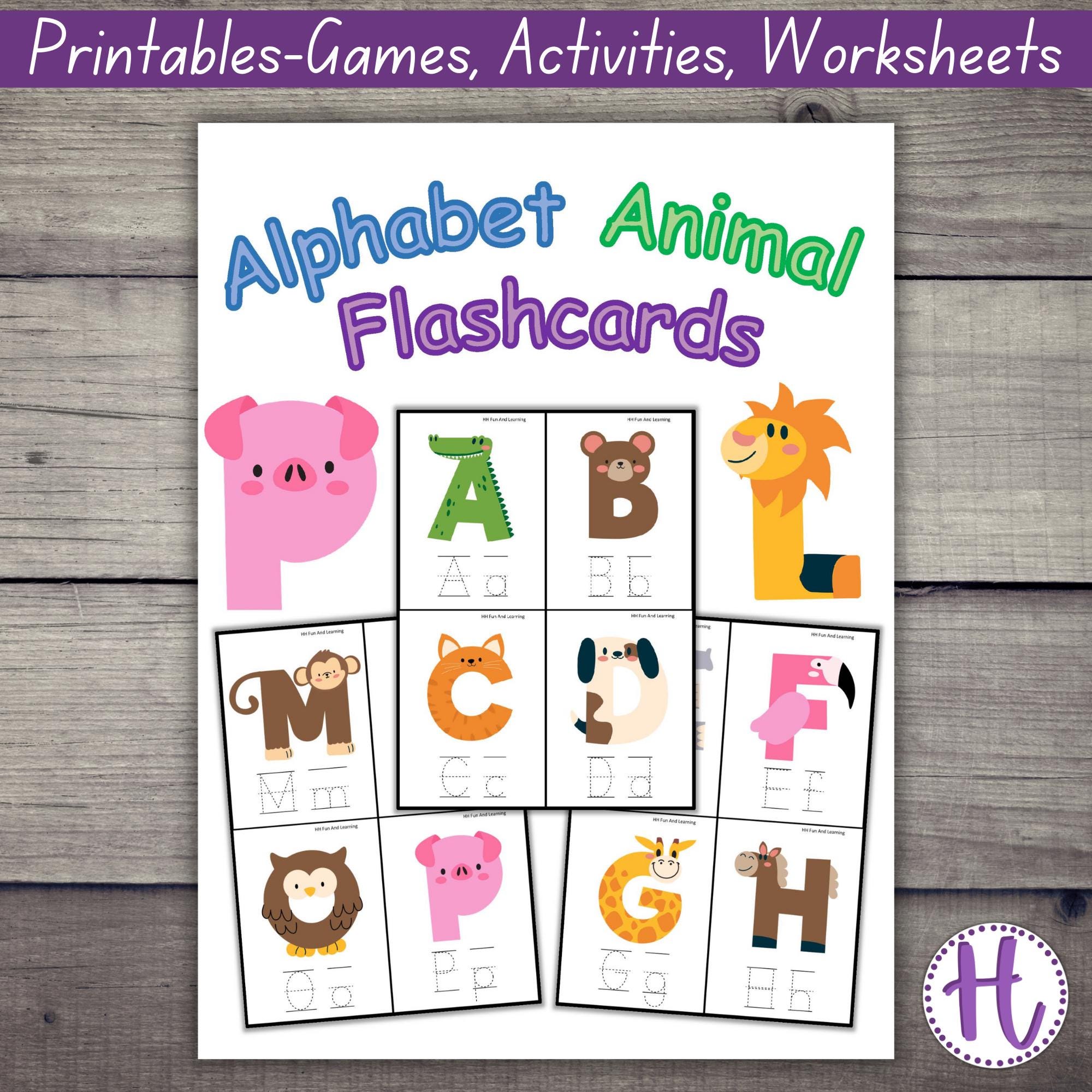 Animal Alphabet Flashcards: Preschool Learning (PDF Download) - Etsy