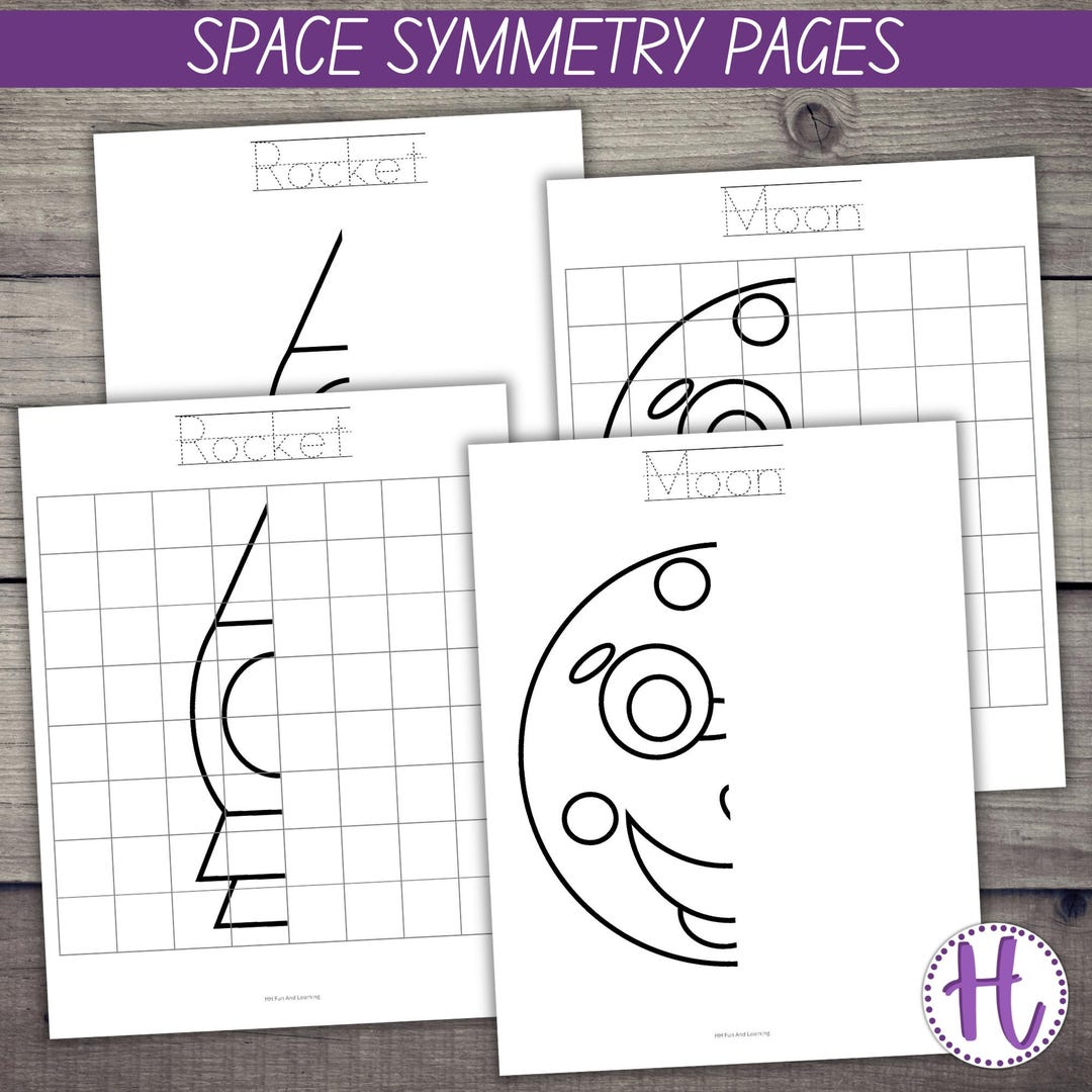 Space Symmetry Worksheets: Kids Drawing & Coloring Pages (PDF Download ...