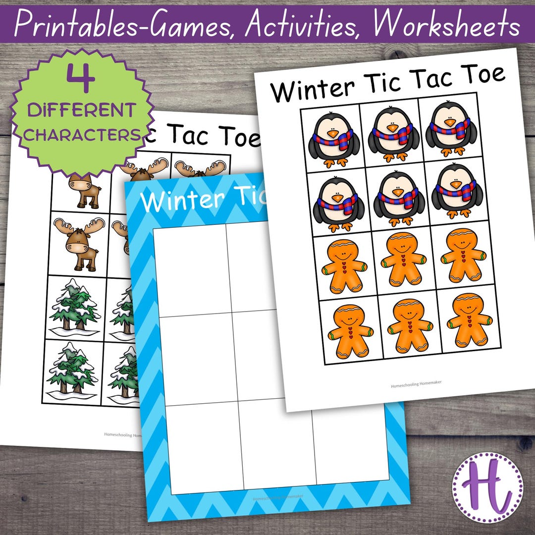 Winter Tic Tac Toe Game for Kids, Simple Printable Game for Preschool ...