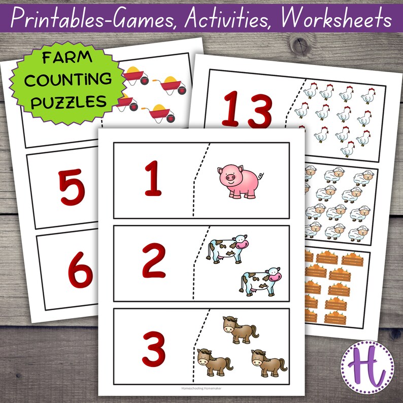 Farm Counting Card Matching Game: Preschool Math (digital Download) - Etsy