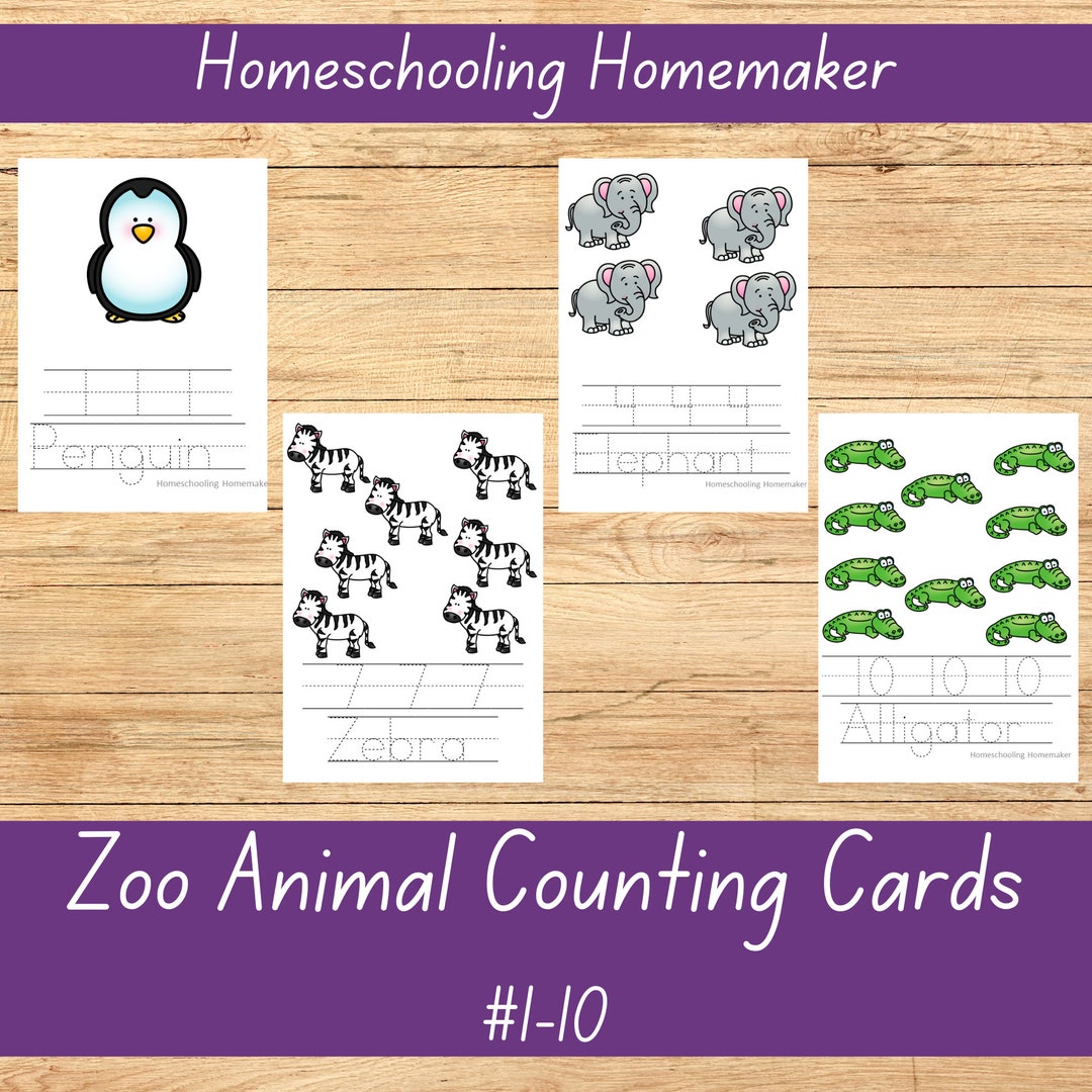 Zoo Animal Counting Practice Cards 1-10 for Kids - Etsy