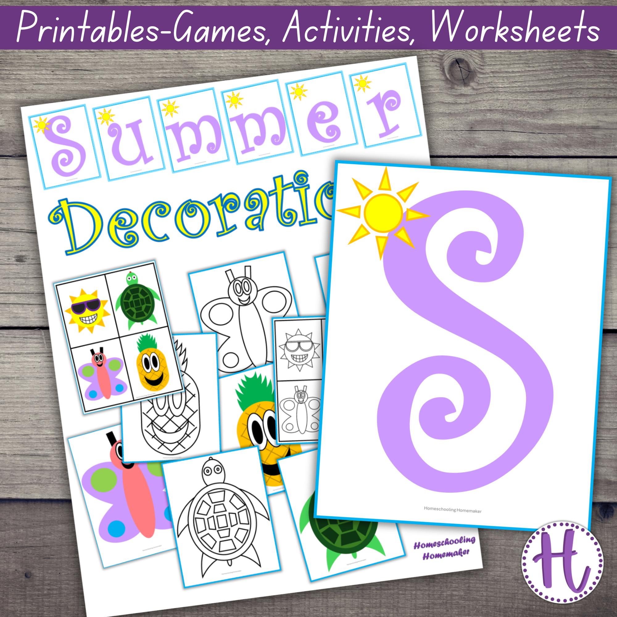 Printable Summer Party Decorations: Banner, Sun, Turtle (PDF) - Etsy