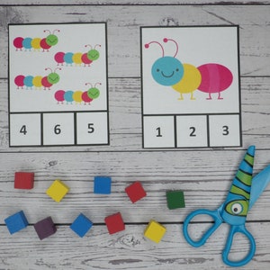 Bug Counting Clip Cards for Kids, Preschool Math Activity, Counting ...