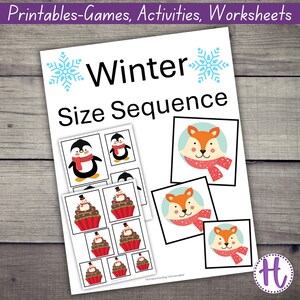 Winter Size Sequencing Cards for Toddlers, Simple Preschool Ordering ...