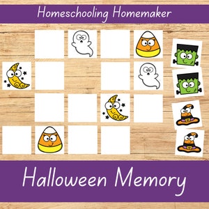 Halloween Memory Game for Kids, Preschool, Kindergarten, Elementary ...
