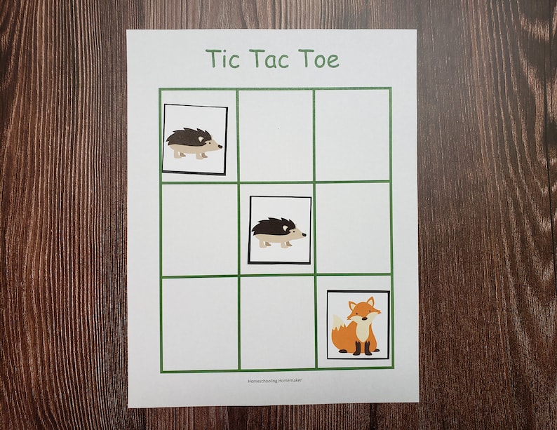 Woodland Animal Tic Tac Toe Game for Kids, Kindergarten, Preschool ...