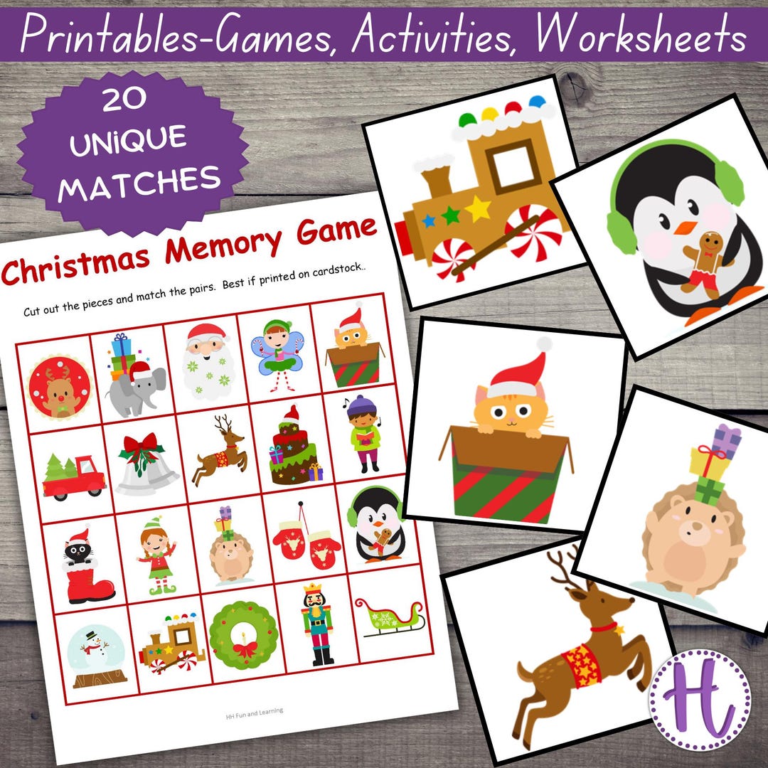 Christmas Memory Game for Kids: Printable Matching Card Game (PDF) - Etsy
