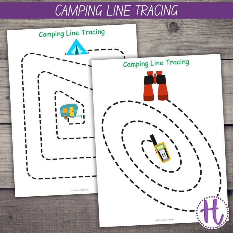Camping Line Tracing Pack, Printable Handwriting Activity for Kids (PDF ...